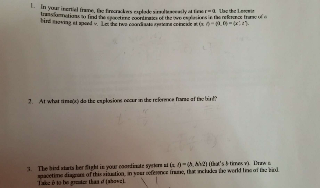 Solved your inertial frame, the firecrackers explode | Chegg.com