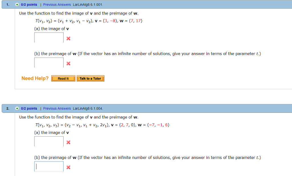 Solved Use the function to find the image of v and the | Chegg.com