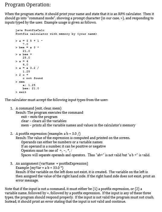 Solved Write a command line calculator program that can | Chegg.com
