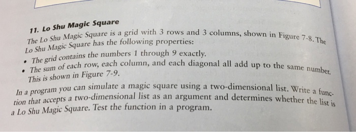 Solved Lo Shu Magic Square The Lo Shu Magic Square is a | Chegg.com