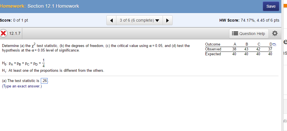 Solved Determine the x^2 test statistic, the degrees of | Chegg.com