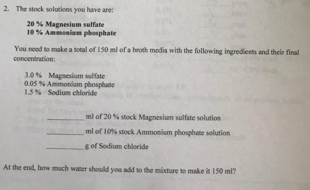 Solved I. You are making 500 ml of Luria Bertani (LB) broth, | Chegg.com
