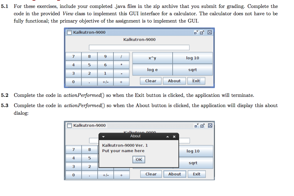Solved 5.1 For these exercises, include your completed .java | Chegg.com