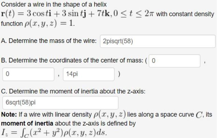 Solved Consider a wire in the shape of a helix r(t)-3 costi | Chegg.com