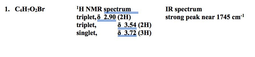 Solved H NMR spectrum triplet, δ 2.90 (2H) triplet, 1. | Chegg.com