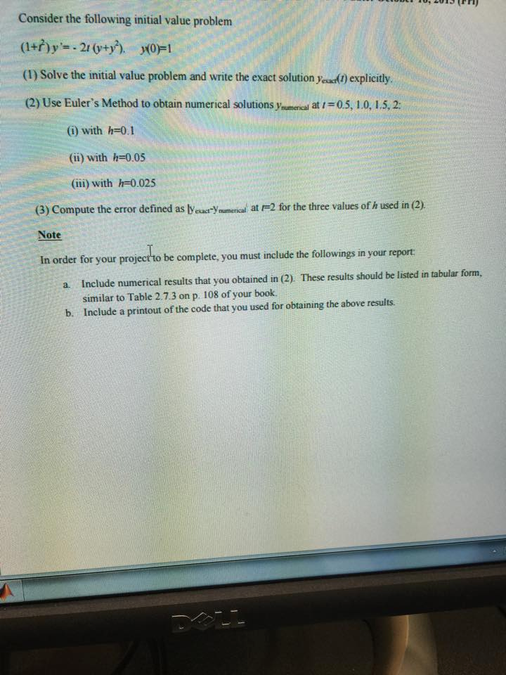 Solved Consider the following initial value problem (1 + | Chegg.com