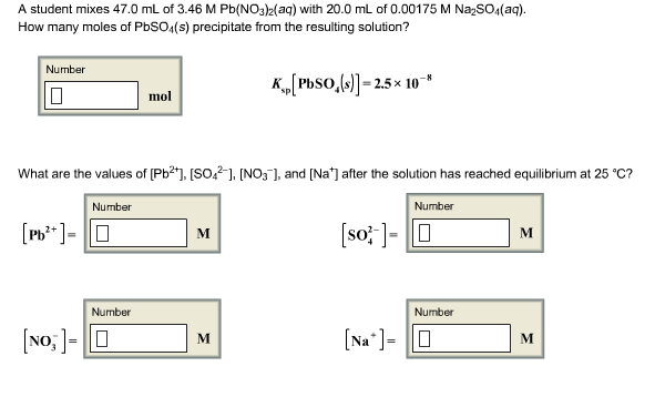 Solved A student mixes 47.0 mL of 3.46 M Pb(NO3)2(aq) with | Chegg.com