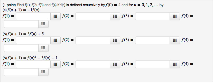 Solved Find f(1), f(2), f(3) and f(4) if f(n) is defined | Chegg.com