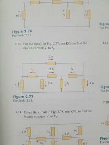 Solved For the circuit in Fig. 2.77. use KCl. to find the | Chegg.com