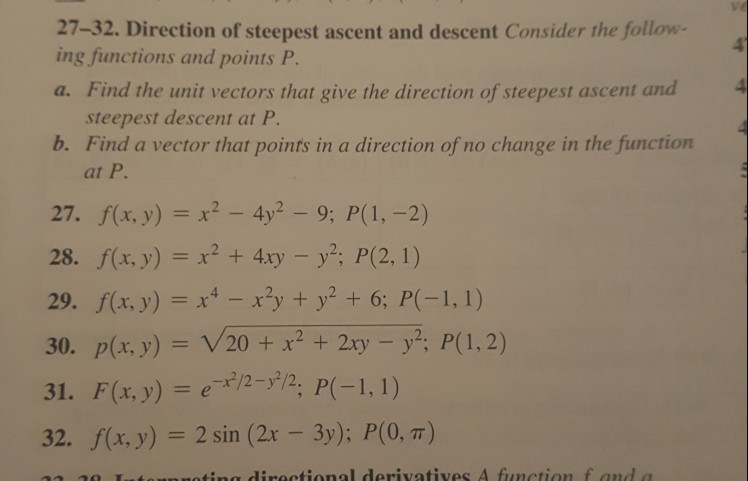 Solved Ve 27 32 Direction Of Steepest Ascent And Descent 