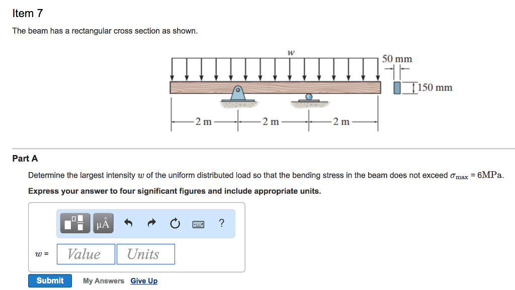 Solved Item 7 The beam has a rectangular cross section as | Chegg.com