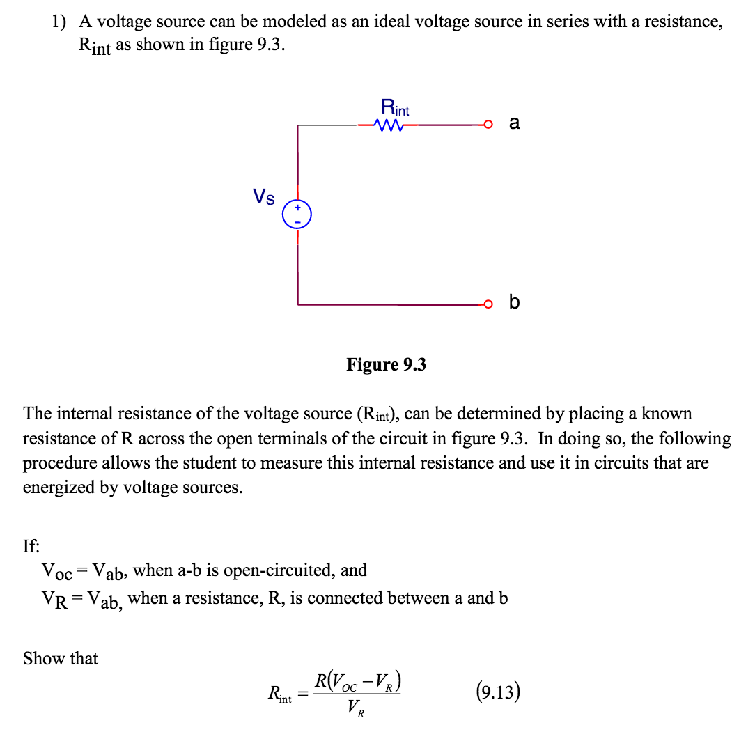 Solved A voltage source can be modeled as an ideal voltage | Chegg.com