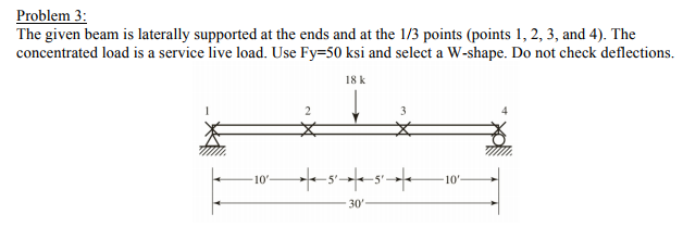 Solved Problem 3 The given beam is laterally supported at | Chegg.com