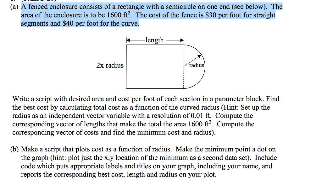 Solved A fenced enclosure consists of a rectangle with a | Chegg.com