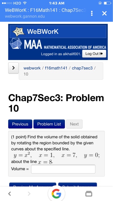 Solved WebWork f16math 41 chap/secs Chap7Sec3: Problem | Chegg.com