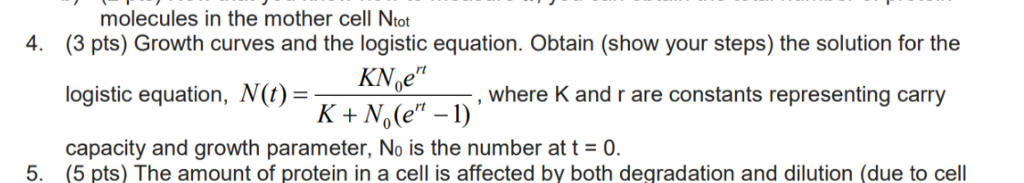 Solved Growth curves and the logistic equation. Obtain (show | Chegg.com