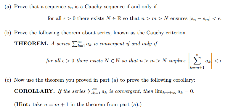 Solved (a) Prove that a sequence s_n is a Cauchy sequence if | Chegg.com