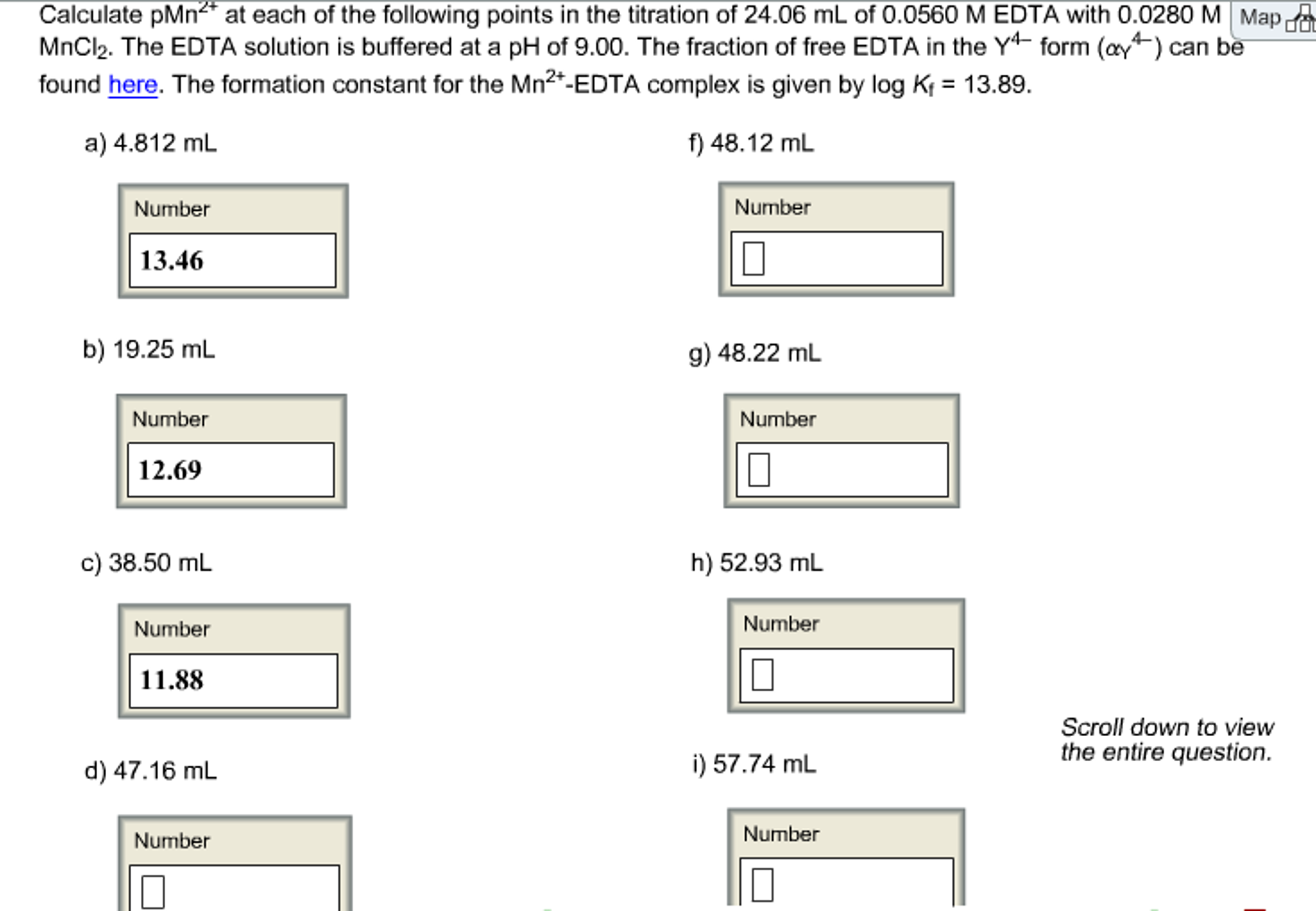 Solved Calculate pMn at each of the following points in the | Chegg.com