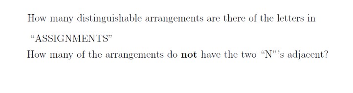 Solved How many distinguishable arrangements are there of | Chegg.com