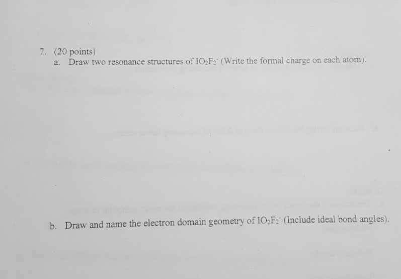 Solved a. Draw two resonance structures of IO_2F_2. (Write | Chegg.com