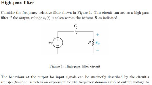 Solved High-pass filter Consider the frequency selective | Chegg.com