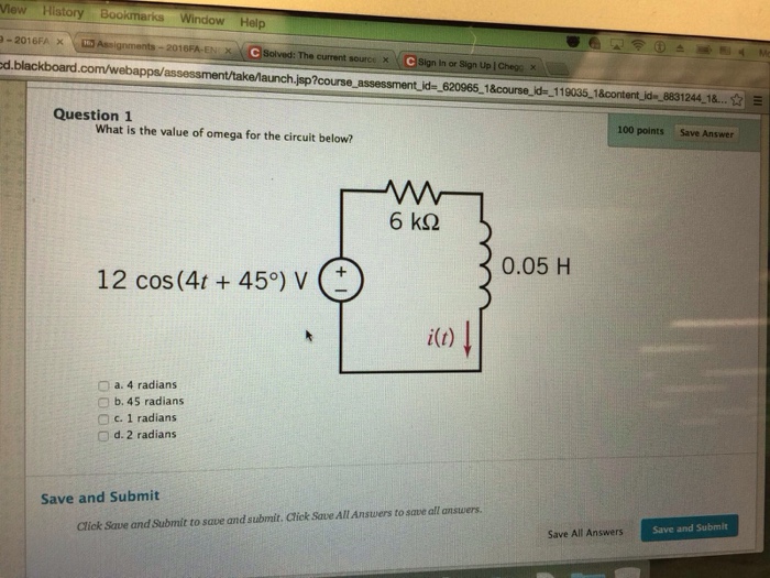 Solved What is the value of omega for the circuit below? a. | Chegg.com