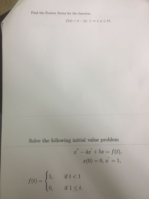Solved Find the Fourier Series for the function Solve the | Chegg.com