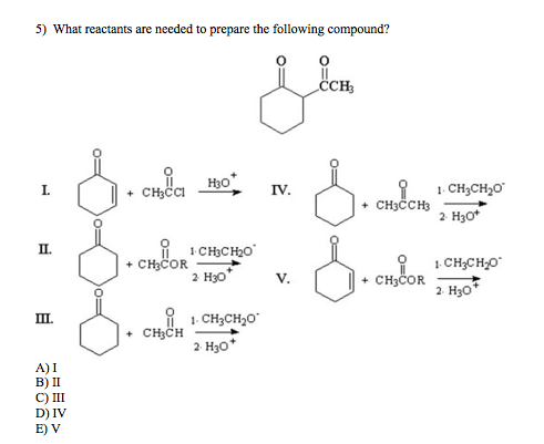 Solved 5) What reactants are needed to prepare the following | Chegg.com
