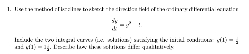 Solved Use the method of isoclines to sketch the direction | Chegg.com