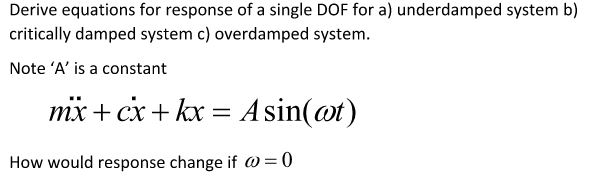 Solved Derive equations for response of a single DOF for a) | Chegg.com