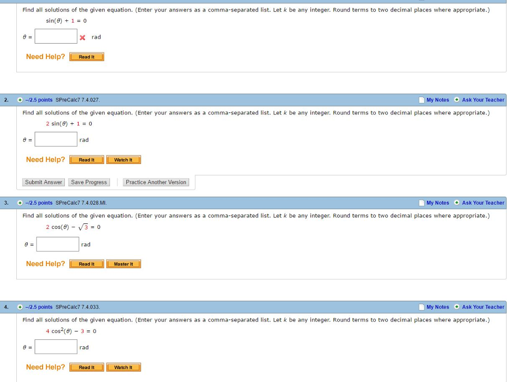Solved Find all solutions of the given equation. (Enter your | Chegg.com