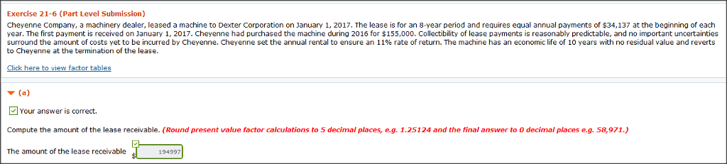 Solved Exercise 21-6 (Part Level Submission) Cheyenne | Chegg.com