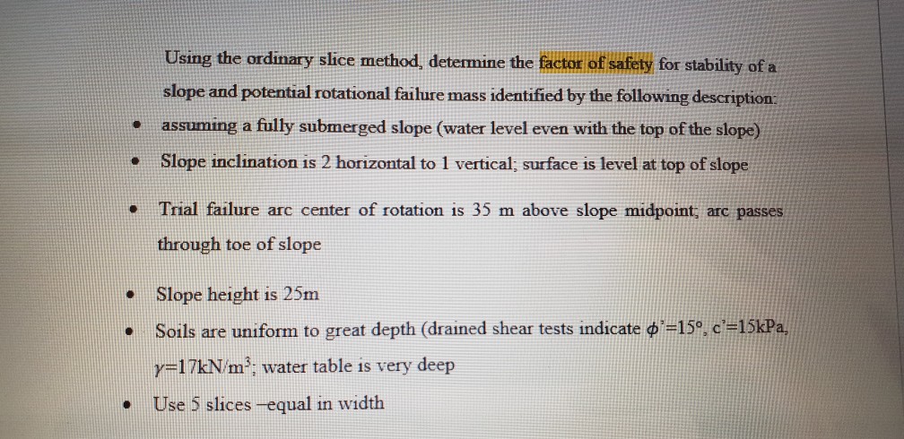 Solved Using the ordinary slice method, determine the factor | Chegg.com