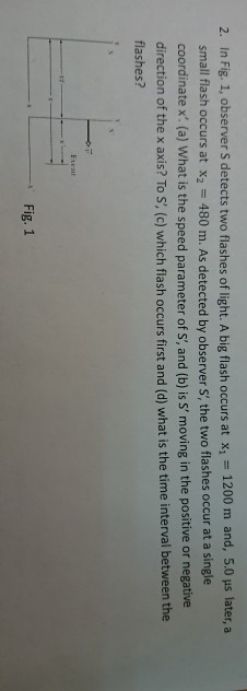 Solved 2. In Fig. 1, observer S detects two flashes of | Chegg.com