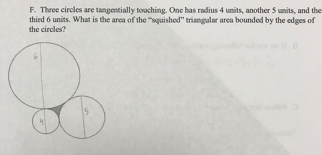 Solved F. Three circles are tangentially touching. One has | Chegg.com