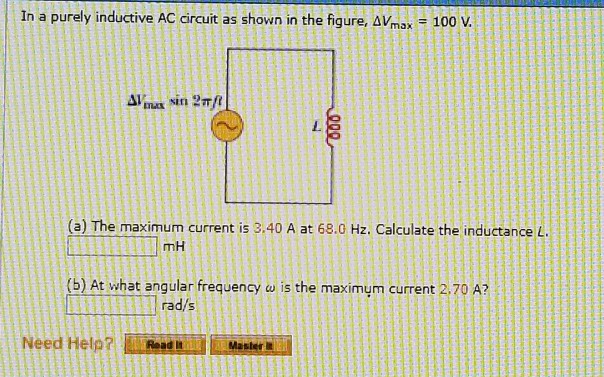 Solved In a purely inductive AC circuit as shown in the | Chegg.com