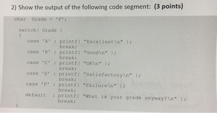Solved 2 Show The Output Of The Following Code Segment 3