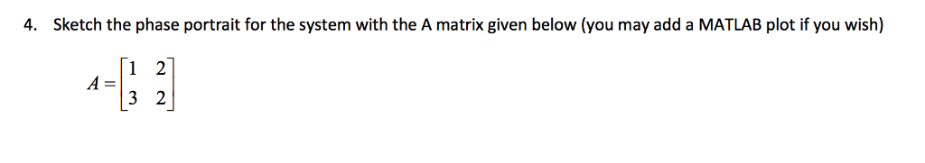 Solved 4. Sketch the phase portrait for the system with the | Chegg.com