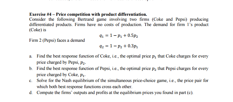 Solved Consider the following Bertrand game involving two | Chegg.com