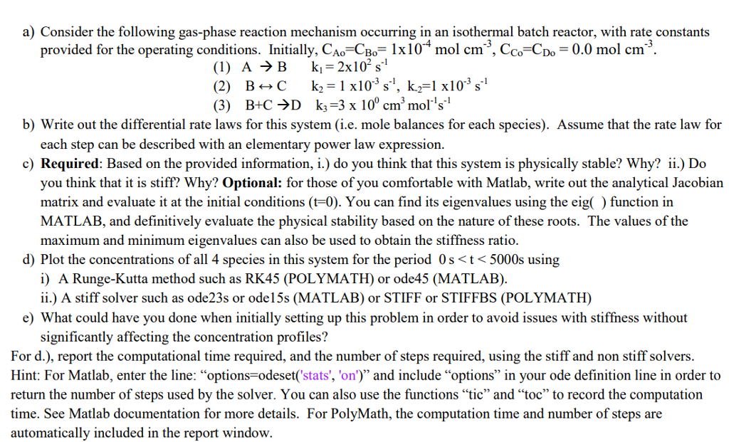 Solved a) Consider the following gas-phase reaction | Chegg.com