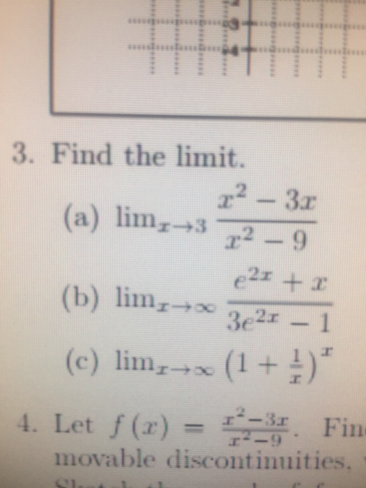 Solved Find the limit. lim_x rightarrow 3 x^2 - 3x/x^2 - 9 | Chegg.com