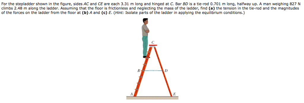 Solved For the stepladder shown in the figure, sides AC and | Chegg.com