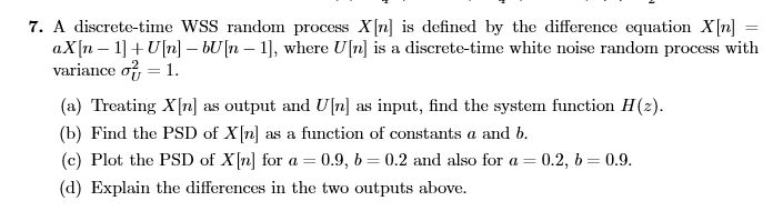 7. A discrete-time WSS random process Xn is defined | Chegg.com