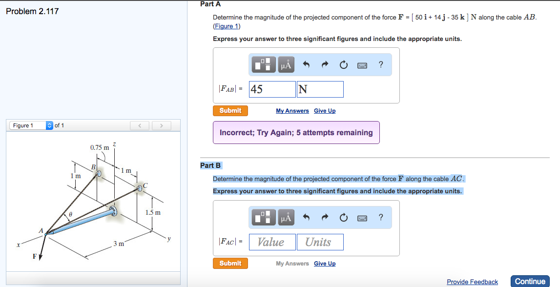 Solved Determine the magnitude of the projected component | Chegg.com