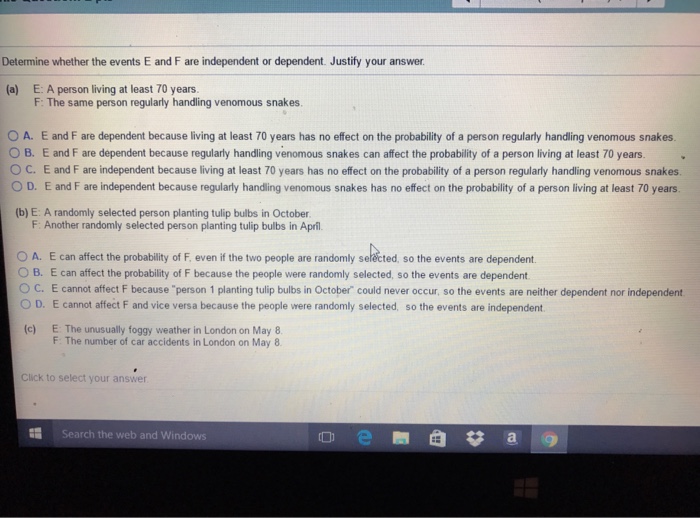 Solved Determine whether the events E and F are independent | Chegg.com