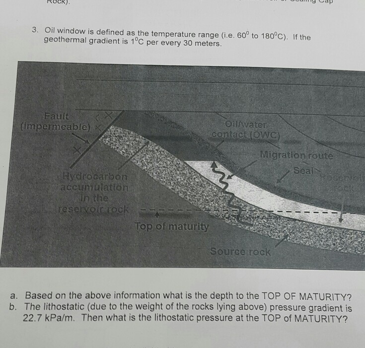 ROCK) 3. Oil window is defined as the temperature | Chegg.com