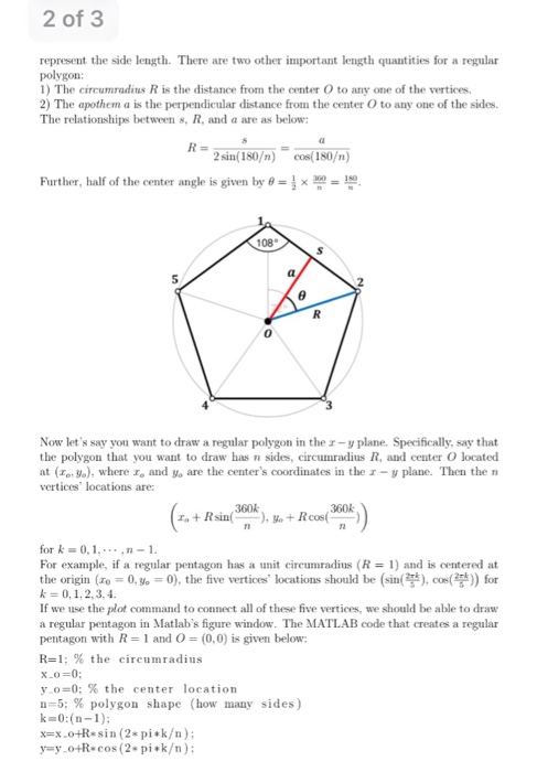 Project Description: A simple regular polygon is a | Chegg.com