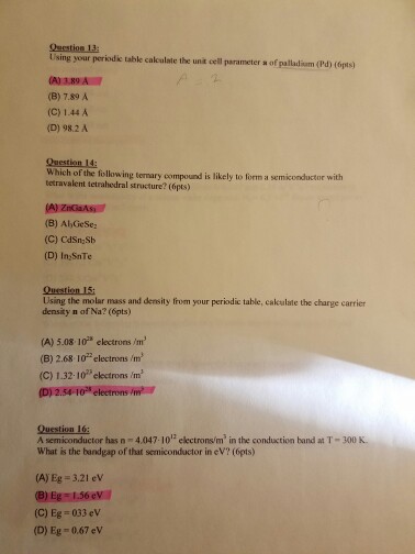 Solved Using your periodic table calculate the unit cell | Chegg.com