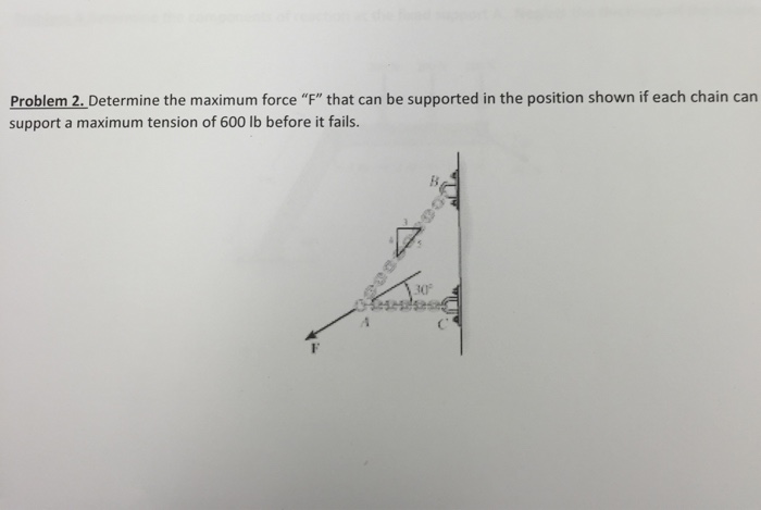 Solved Problem 2 Determine The Maximum Force F That Can