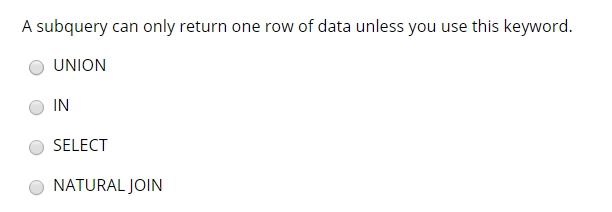 Solved What is a major rule when using UNIONs? O All tables | Chegg.com